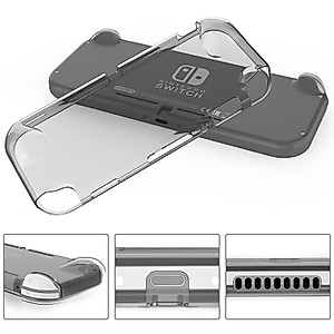 HEYSTOP Compatible with Switch Lite Carrying Case, Switch Lite Case with Soft TPU Protective Case Games Card 6 Thumb Grip Caps for Nintendo Switch Lite Accessories Kit(Grey)