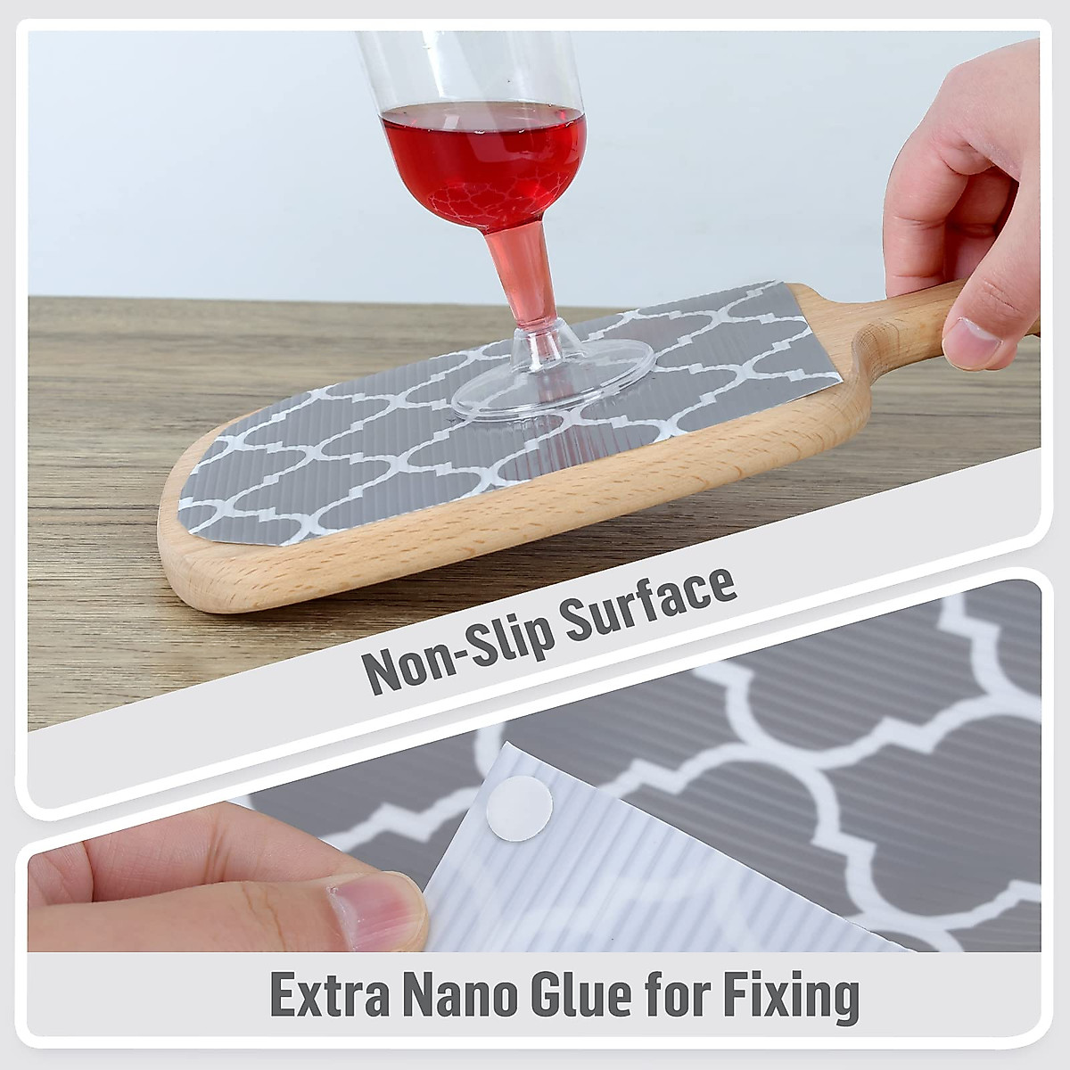 Moretoes Shelf Liners for Kitchen Cabinets, Non-Adhesive 17.5 Inch x 25 Feet Non Slip Durable and Strong Drawer Liner Roll for Wire Shelf Cupboard Dresser Closet (White Rhombus Gray Bottom)