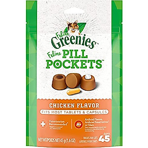 Greenies 3 Pack of Feline Chicken Flavored Pill Pockets, 1.6 Ounces Per Pack