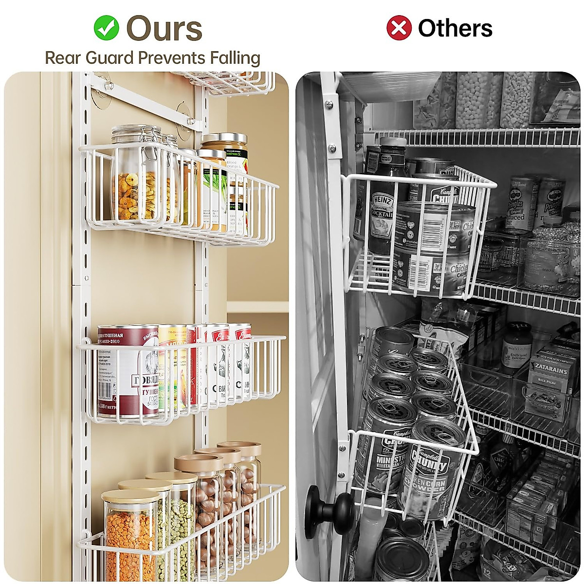 Delamu Over the Door Pantry Organizer, Adjustable 8-Tier Pantry Door Organizers and Storage, Hanging Spice Rack Shelves for Home & Kitchen, Metal Cabinet Door Organizer, Laundry Room Organization