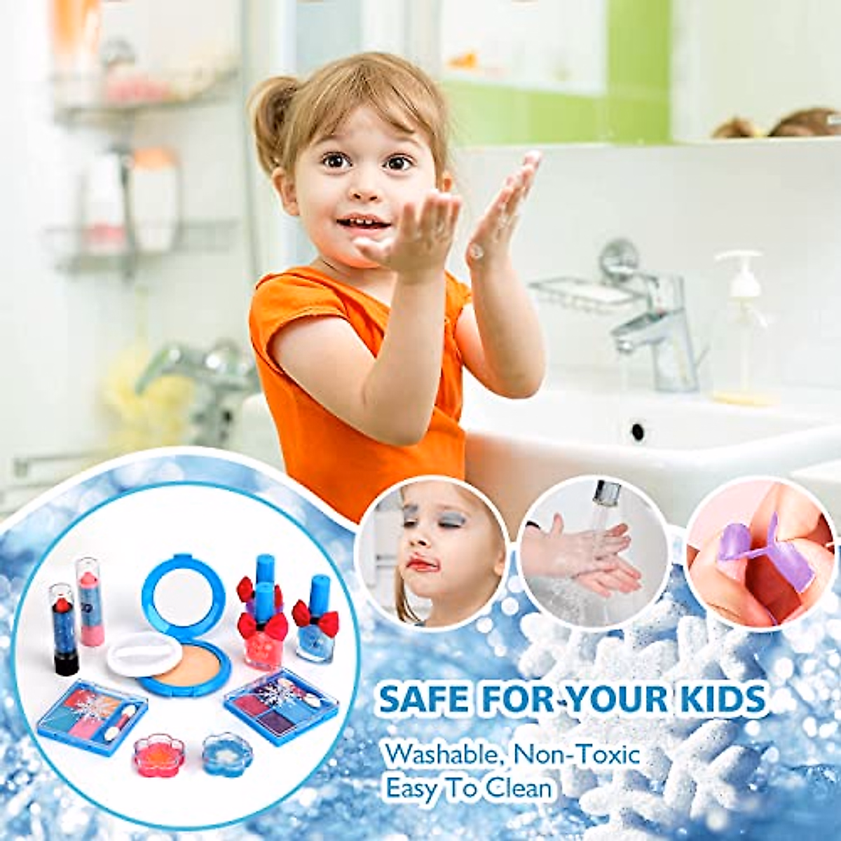 Sendida Kids Makeup Kit for Girls, Kids Play Real Washable Makeup Kit Cosmetics Toys Gift for Little Girls Toddlers Dress up Set, Birthday Gift Toys for 4-6 Years Girls