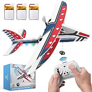 DEERC RC Plane, 2.4GHZ Remote Control Airplane W/ 3 Batteries & 6-axis Gyro Stabilizer, 2CH RTF RC Glider Toy for Beginners Kids Boys Girls Adults