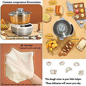 EEYZD Dough Maker with Ferment Function, Stainless Steel Professional Dough Mixer with Microcomputer Timing&Face-Up Touch Panel, Large Capacity,Grey,5L