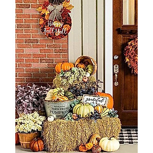 CosyBright Fall Welcome Sign - Rustic Maple Leaf & Pumpkin Door Sign - 12x12in Wooden Wall Hanging - Thanksgiving, Halloween, Christmas Decor