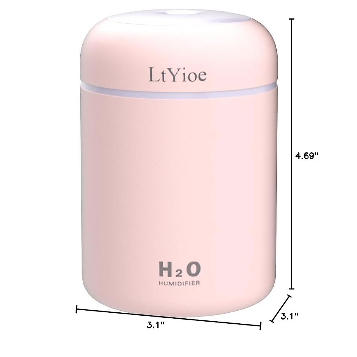 LtYioe Colorful Cool Mini Humidifier, USB Personal Desktop Humidifier for Car, Office Room, Bedroom,etc. Auto Shut-Off, 2 Mist Modes, Super Quiet. (Pink)