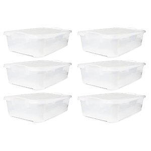 Life Story Clear Stackable Closet & Storage Box 34 Quart Containers, (6 Pack)