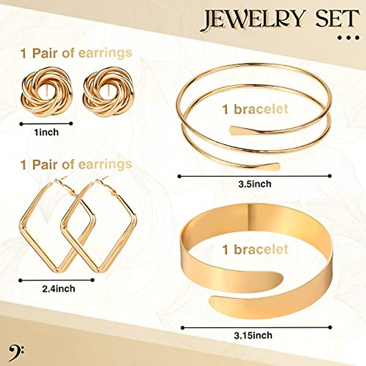 Jadive 5 Pcs Women Gold Clutch Purse Metallic Handbag Evening Purses Bag for Wedding Vintage Banquet Handbag Retro Earrings Arm Cuff Bracelet Jewelry Set