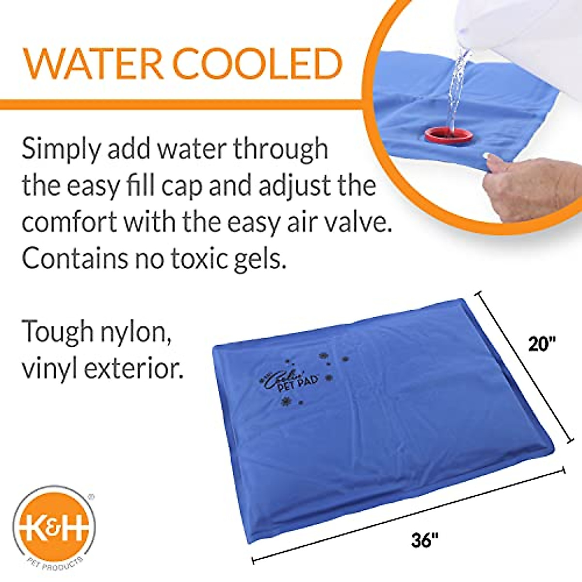 K&H Pet Products Coolin' Pet Pad Dog Cooling Mat Blue Large 20 X 36 Inches