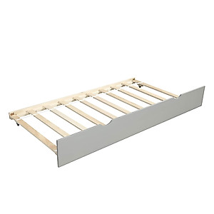 Harper & Bright Designs Wood Daybed with a Trundle, Trundle Daybed Twin Size, Standard Twin Bed Frame, No Box Spring Required (Grey Trundle Daybed)