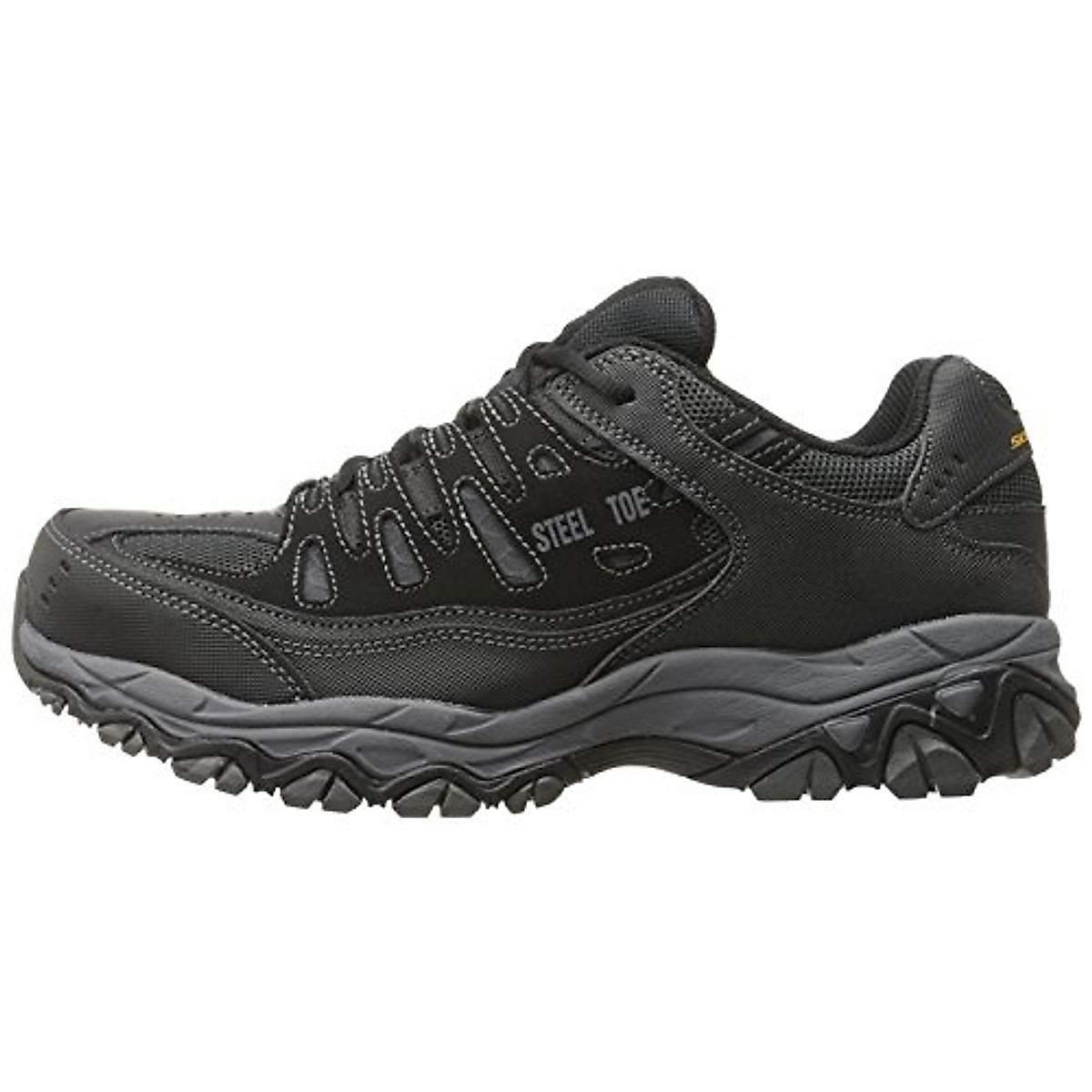 Skechers Men's Cankton Steel Toe, Black/Charcoal, 12