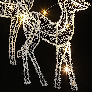 3pcs Christmas Reindeers Lighted Christmas Deer Family Set Light up Reindeer Yard Decorations Christmas Deer Family Set Christmas and Holiday Decoration for Yard