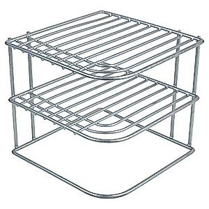 Home Basics Heavy Weight Vinyl Coated 3 Tier Steel Smart Kitchen Cabinet Corner Storage Shelves and Raised Counter Shelf Racks Organizer, Silver