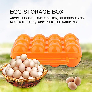 Plastic Egg Storage Box With Buckle Double Side Plastic Egg Tray Storage Box for Refrigerator and Cabinet Eggs Container with Handle and Lid for Protecting 12 Eggs 7.96.72.8Inch(Orange)
