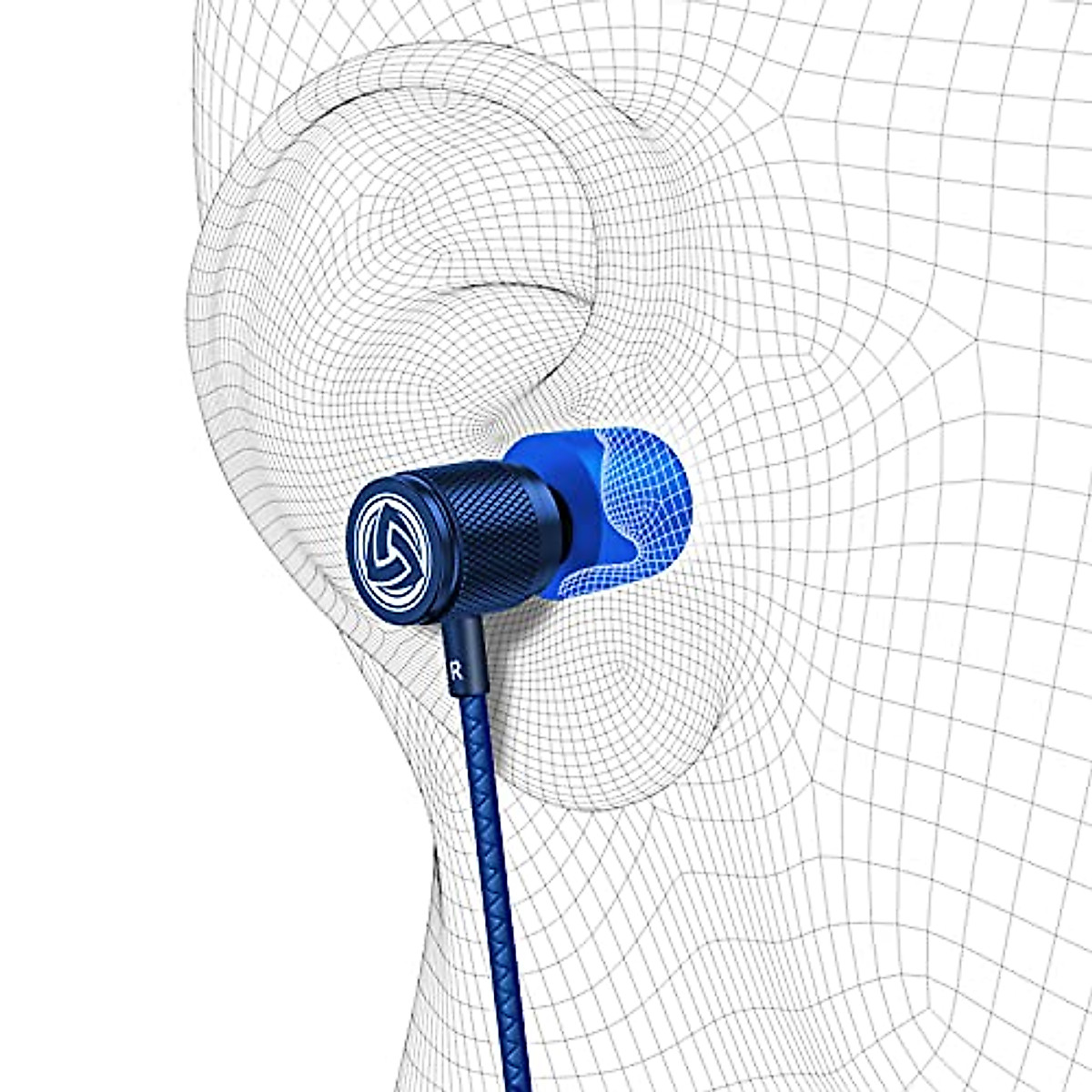 LUDOS Ultra Wired Earbuds in-Ear Headphones, 5 Years Warranty, Earphones with Microphone, Noise Isolating Ear Buds, Memory Foam for iPhone, Samsung, School Students, Kids, Women, Small Ears - Blue