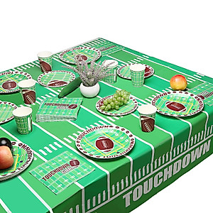 Gatherfun Football Theme Party Disposable Tablecloth Plastic Touchdown Table Cover for Birthday Party Football Party Games Decoration 54 X 108Inch 3 Pack
