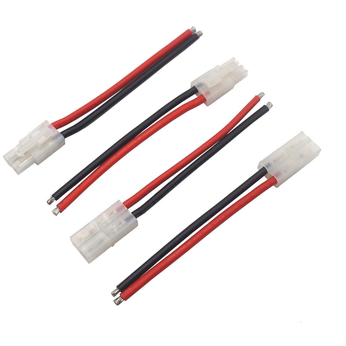 Vgoohobby 4Pairs Adapter Compatible with Tamiya Style Plug Male Female Connector w/10cm 14AWG Silicon Wire Cable for RC Car Lipo Battery Charger FPV Truck Boat