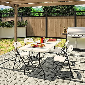 CoscoProducts COSCO Solid Resin Folding Chair, 4-Pack, White