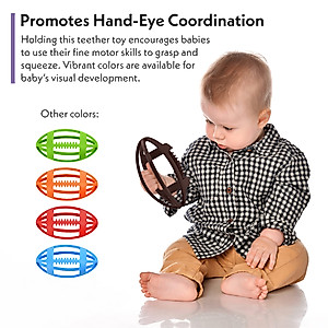 elbebe Silicone Football Baby Teether Toy -Teething Toys for Babies 0-6 months, BPA-free Baby Teething Toys, Chewable Baby Teethers 0-6 months, Baby Chew Toys for Teething Baby Relief -Chocolate Brown