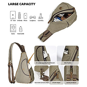 Canvas Sling Bag - Small Crossbody Backpack Shoulder Casual Daypack Rucksack for Men Women Outdoor Cycling Hiking Travel