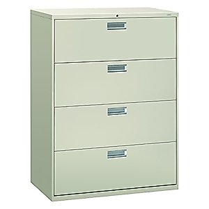 HON Brigade 600 Series Lateral File, 4 Legal/Letter-Size File Drawers, Light Gray, 42" X 18" X 52.5"