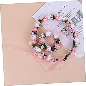 Abaodam 2pcs Floral Headband Hair Jewelry for Wedding Bridal Tiara Corsage Bracelet Corsage Wristlet Floral Headdress Wreath Hairband Hair Accessories Headgear Wristband Bride The Flowers