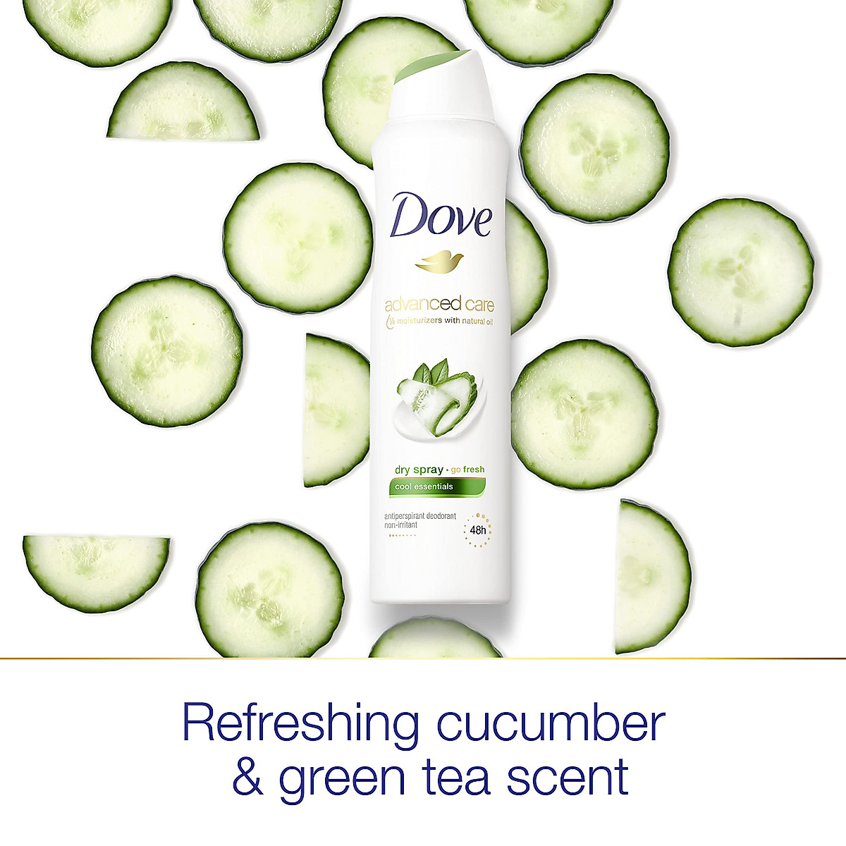 Dove Advanced Care Dry Spray Antiperspirant Deodorant For Women Cool Essentials 48 Hour Deodorant Protection 3.8 oz