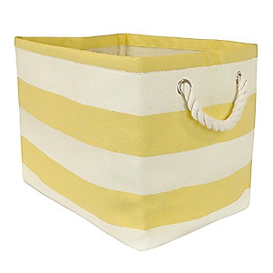 DII Durable Woven Striped Storage Bin Collapsible with Soft Rope Handles Reinforced with Metal Grommets, Small, 11x10x9, Tango Red