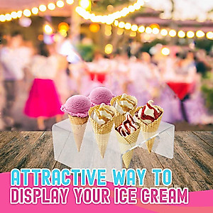 Hedume 2 Pack 6 Holes Acrylic Ice Cream Cone Holder Stand, Clear Ice Cream Crisp Tube Cone Display, Cupcake Stand, Acrylic Cone Holder for Wedding, Baby Shower, Birthday Party, Anniversary, Christmas