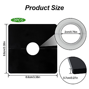 LLMSIX 2PCS Shower Arm Flange, Plastic Square Escutcheon Plate Matte Black Plumbing Cover Plates Self-Adhesive Shower Flange Cover Plate for Covering Gaps Holes, Fit for 20mm/0.78 Inch Diameter Pipe