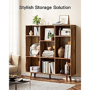 Pipishell Bookshelf, 6-Tier Bookcase with Storage Drawer & Pipishell 9-Cube Bookshelf