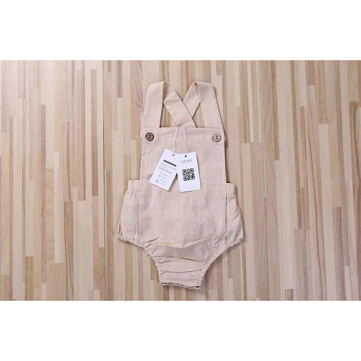 LOPJGH Newborn Baby Summer Romper Unisex Solid Color Button Jumpsuit Sleeveless Backless Overalls Outfits 1Pcs (12-18 Months, Khaki)
