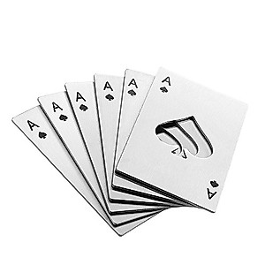 QLL Bottle Opener, 6 Pcs Stainless Steel Credit Card Size Casino Bottle Opener for Your Wallet