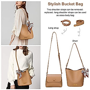 ESTARER Bucket Bag for Women with Purse, Soft Faux Leather Crossbody Handbag Shoulder Bag Purse