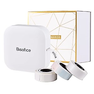 Bisofice Q30 Label Maker Machine with Tape, Mini Label Maker with 3 Rolls Label Tape, Portable Wireless Connection Bluetooth Label Printer Labeler, Compatible with iOS Android