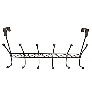 Home Basics Over The Door Hanger Hook, Heavy Duty Organizer Hooks Hanger, 6 Hooks Rack for Heavy Coat, Big Bags, Towel, Robe, Bronze
