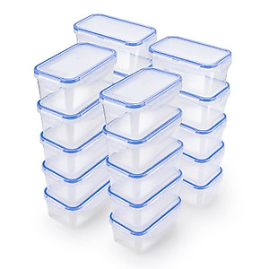 Tauno Plastic Food Storage Containers with Airtight Lids, 1.8 Cup Food Prep Containers for Kitchen and Pantry Organization, Reusable and BPA Free Lunch Boxes, Microwave/Dishwasher/Freezer Safe, 25 Pack