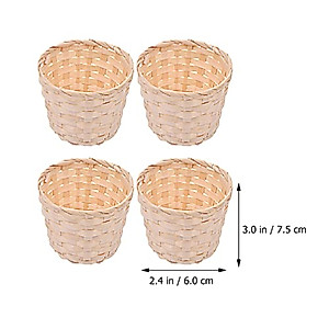 Kisangel 12Pcs Mini Woven Basket Miniature Flower Basket Dollhouse Picnic Basket Tiny Party Favor Container Farmhouse Decor for Fairy Garden Accessory