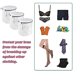 GINOYA 8 inches Bra Laundry Bags, 3pcs Mesh Washing Bags with Floating Plates and Extension Cord for Lingerie (Fits A-G Cup)