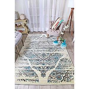 Distressed Rugs for Living Room Clearance (Medium 5'x8', Ivory)