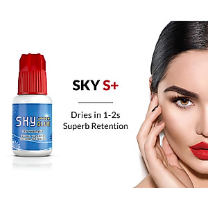 2 Bottles Sky Glue for Eyelash Extensions S+ | Super Strong Black Lash Extension Adhesive for Professional Long Lasting Semi Permanent Individual Lash Extensions | Fast Drying / 7+ Week Retention 5ml