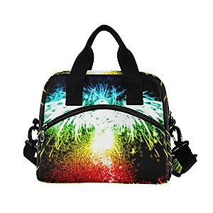 Fireworks Phoenix Lunch Bag Insulated Lunch Box for Women Men Tote Bag with Detachable Shoulder Strap for Office School Picnic Hiking