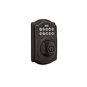 Schlage BE365 V CAM 716 Camelot Keypad Deadbolt, Electronic Keyless Entry Lock, Aged Bronze