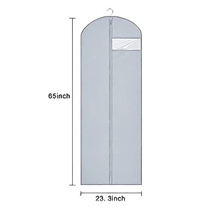 LuckyCheer Dress Bags for Gowns Long, 65'' Long Dress Clear Garment Bag (Set of 2, 23.3'' X 65'')