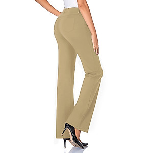 Tapata Women's 28''/30''/32''/34'' Stretchy Bootcut Dress Pants with Pockets Tall, Petite, Regular for Office Work Business 32",Oatmeal,M