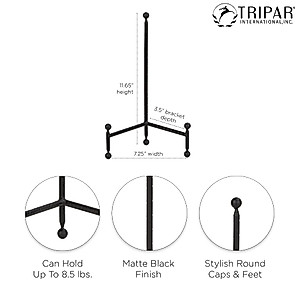 TRIPAR 12 Inch Modern Black Tripod Easel for Pictures, Artwork, Cookbooks, Platters, & Plates - Book Holder Display Easel