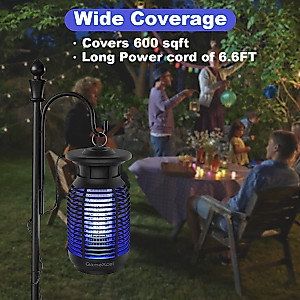 Bug Zapper Electric Mosquito Zapper Mosquito Killer Outdoor and Indoor Insect Fly Traps UV Insect Catcher Insect Killer Gnats Pest Attractant Trap for Home Patio Backyard Round
