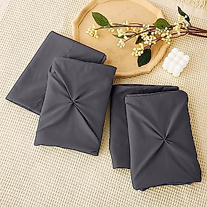 JOLLYVOGUE Bed in a Bag 7-Pieces, Dark Grey Queen/Full Comforter Set for All Season, Pintuck Bedding Sets with 1 Comforter, 1 Flat Sheet, 1 Fitted Sheet, 2 Pillowcases & 2 PillowShams