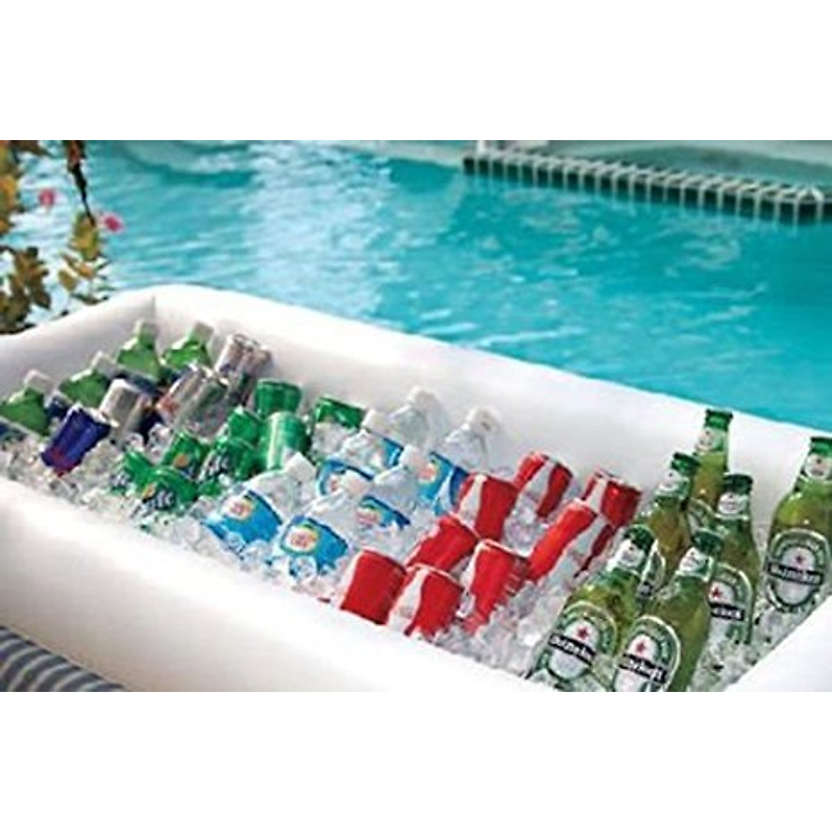 Sorbus White Inflatable Drinks & Food Serving Bar with Drain Plug (3 Salad Bars)