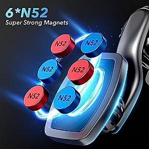 iFunyLED Magnetic Car Phone Holder Mount, Upgraded Clip Car Cell Phone Holder, 360° Strong Magnet Phone Holder for Car, Phone Mount for Car Vent Compatible with iPhone, Samsung, Smartphones, Tablets