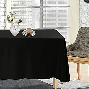 URBY 90 X 156 Inch Polyester Rectangular Table Cloth for 8-10 Foot Table That Seats 10-12 Person - Fits Extra Long Tables Or Cut to Fit Smaller Tables - Machine Wash Reusable and Wrinkle Free - Black